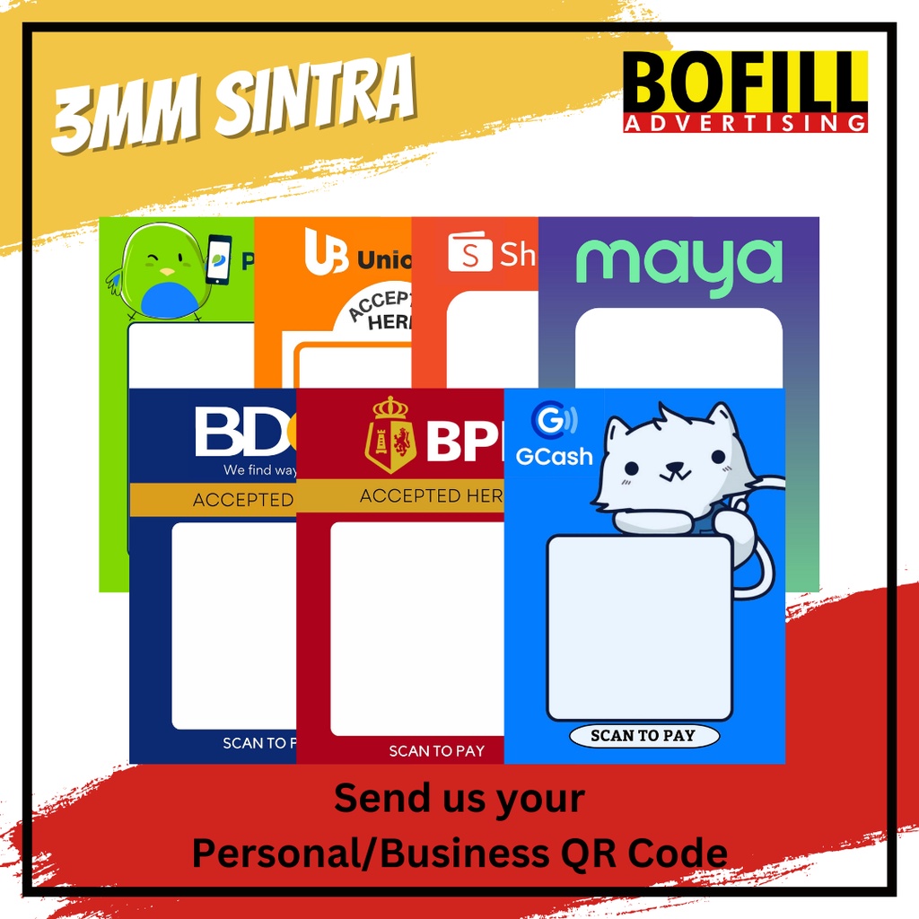 SCAN TO PAY QR Code on Sintra Board with Standee | Shopee Philippines