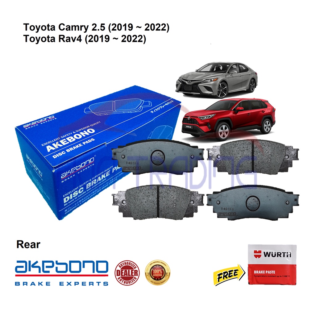 Genuine Akebono Rear Brake Pads for Toyota Camry 2.5 (2018 ~ 2021 ...