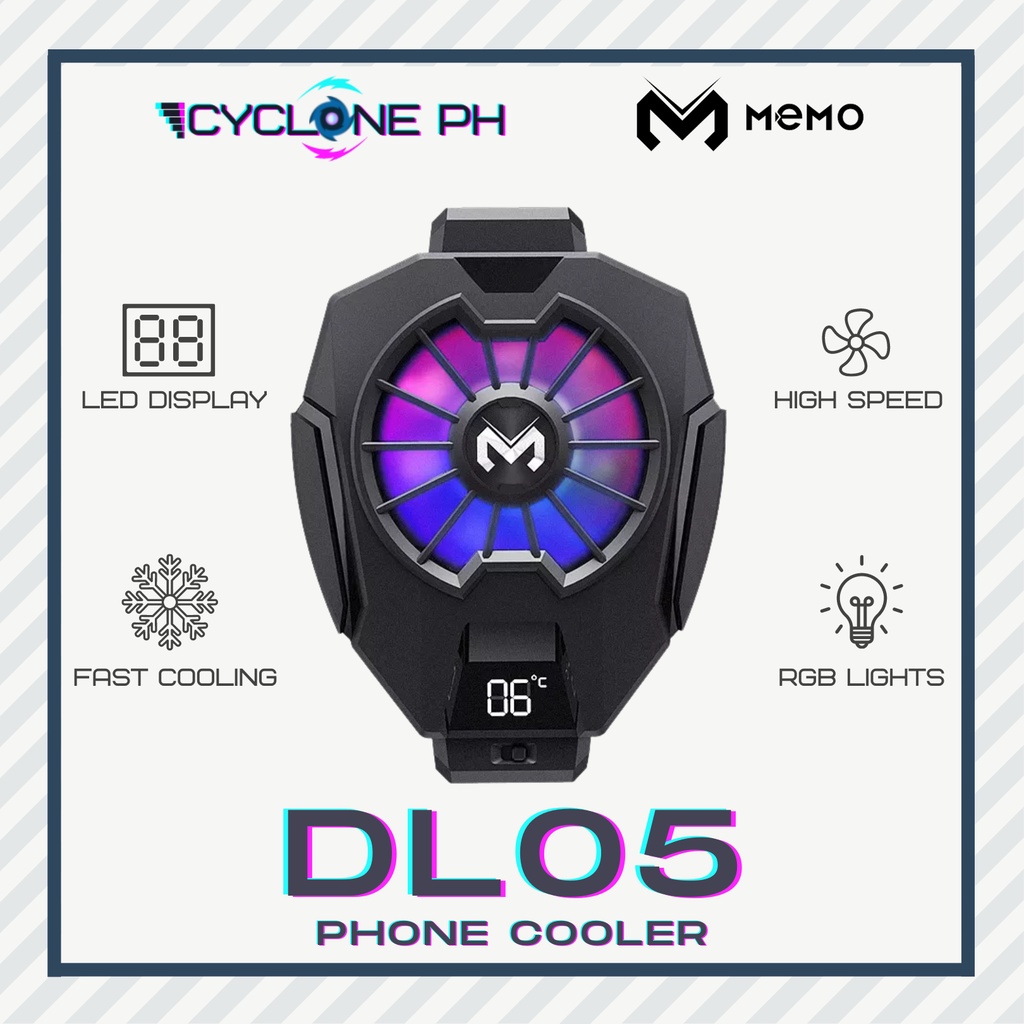 [Cyclone PH] ORIGINAL NEW MEMO DL05 Phone Cooler | Portable RGB Cooling Fan for Mobile Phone ...