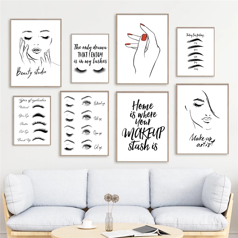 Beauty Salon Wall Decor Picture Fashion Makeup Canvas Painting ...