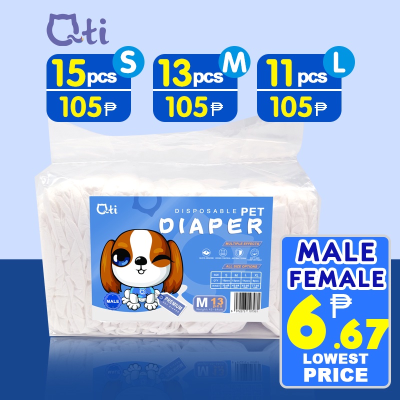 Qti European Male Female Pet Diaper 11-15’s XXS XS S M L XL Disposable ...