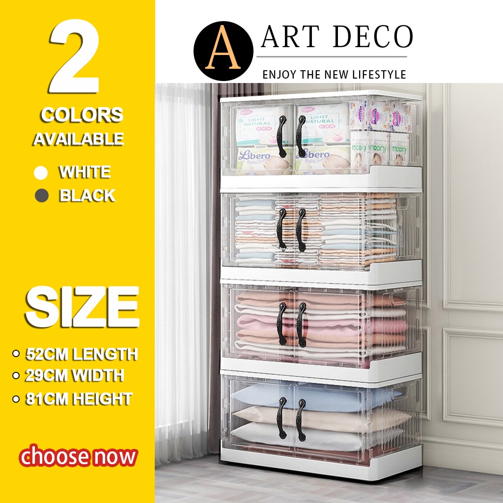 ⚡️COD Foldable Storage Box Organizer Clothes Storage Transparent Double ...