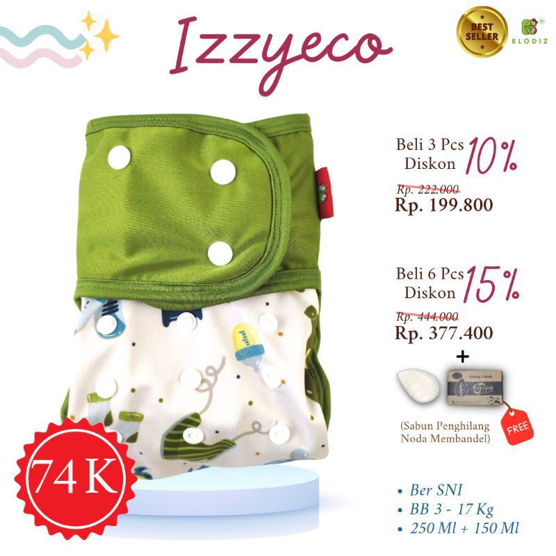 Izzy Eco Klodiz Special Cloth Diaper Newborn 3kg-17kg BerSNI | Shopee Philippines