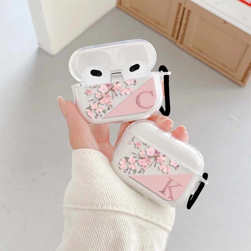 Sakura Initial Alphabet Letter Cases For AirPods 3 1 2 Flowers Soft ...