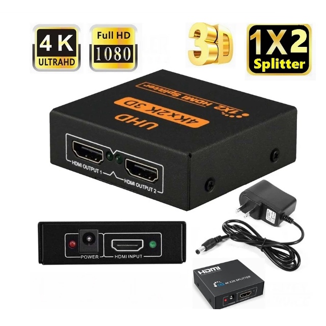 1x2 and 1x4 HDMI Splitter Repeater 1080P HD 4K UHD for Dual Monitor ...