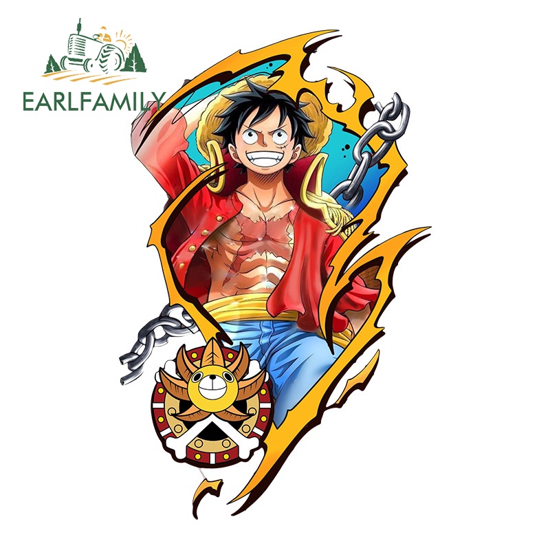 EARLFAMILY 13cm x 11.5cm for One Piece Luffy Car Sticker Sunscreen ...