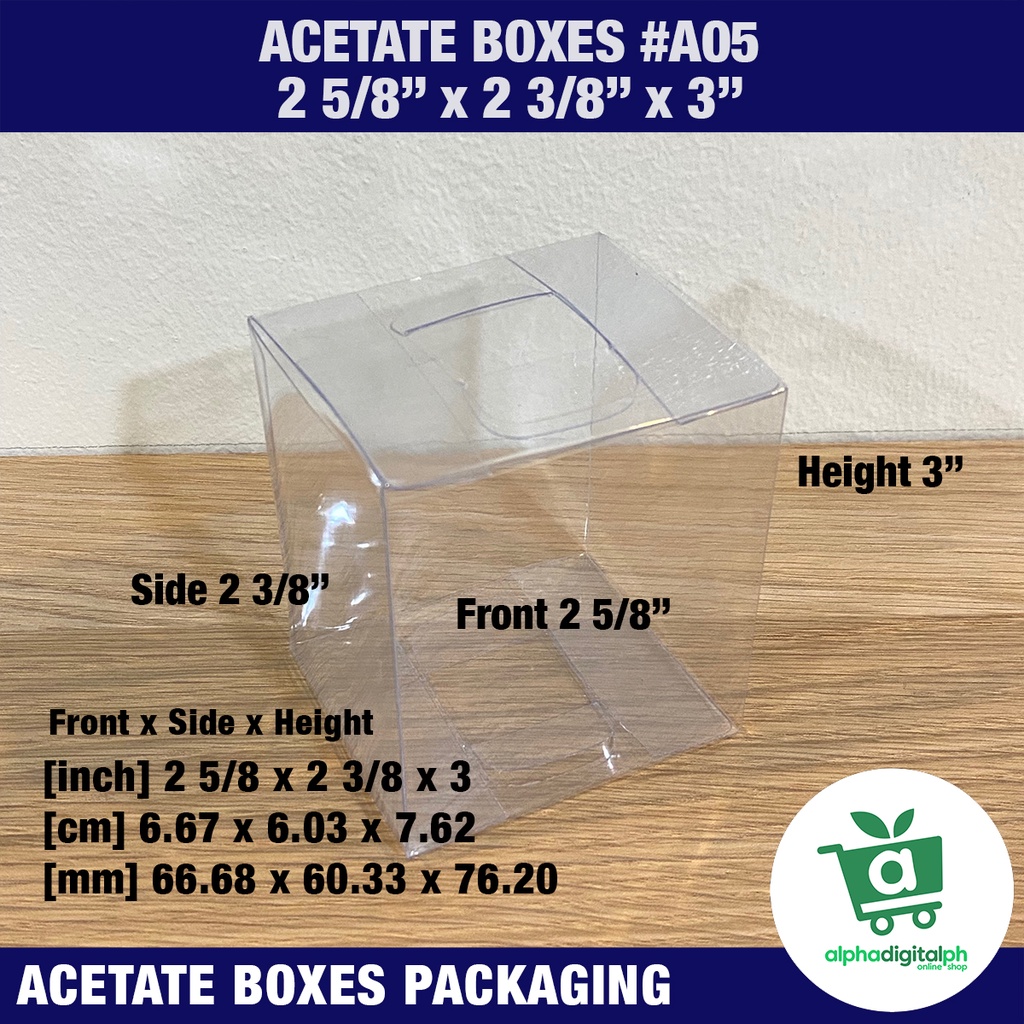 Acetate Boxes #A05 2 5/8" x 2 3/8" x 3" 10 pcs | Shopee Philippines