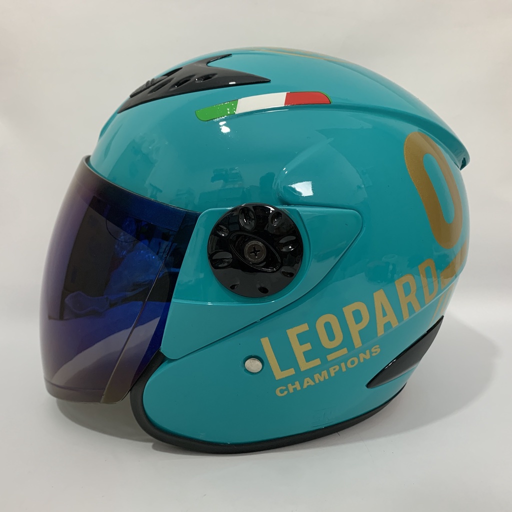 Leopard Vision Helmet (Gold) Tosca Glossy - Rainbow Silver Iridium ...