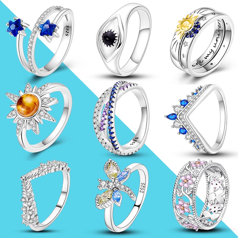 Vintage Floral Ring Sterling Silver 925 Fashion Ring Women Luxury ...