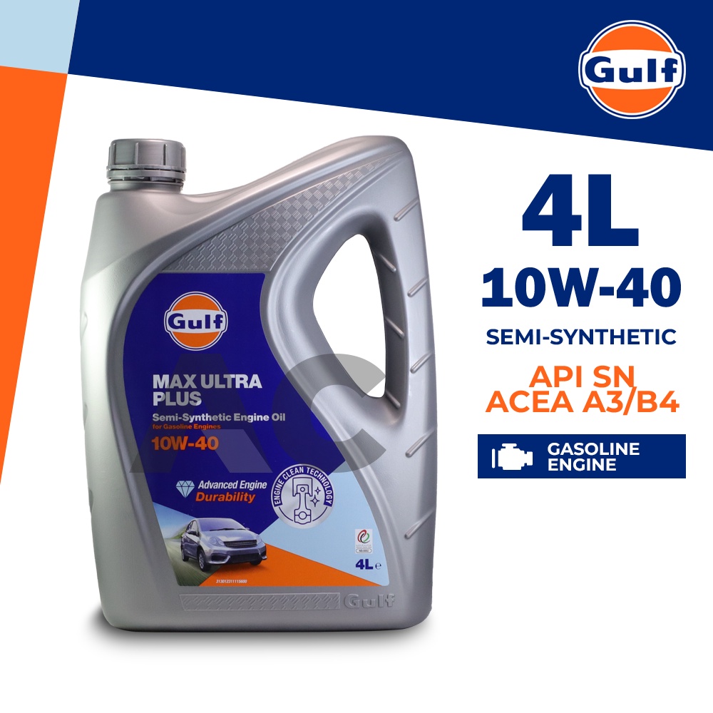 GULF MAX ULTRA PLUS 10W-40 4Liters Semi-Synthetic Engine Oil for ...