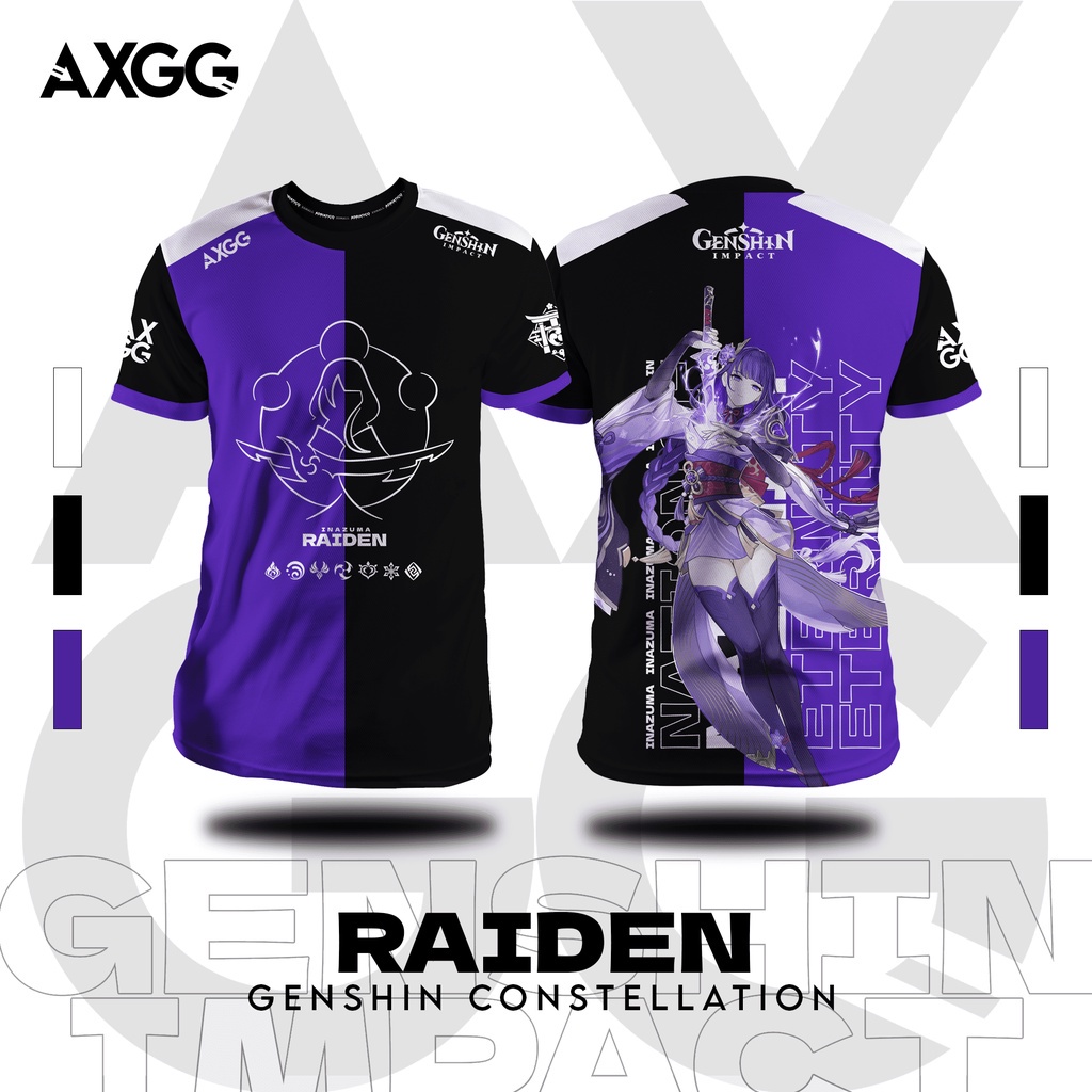 AXGG " Genshin Impact Constellation - Raiden " Gaming Shirt | Shopee ...