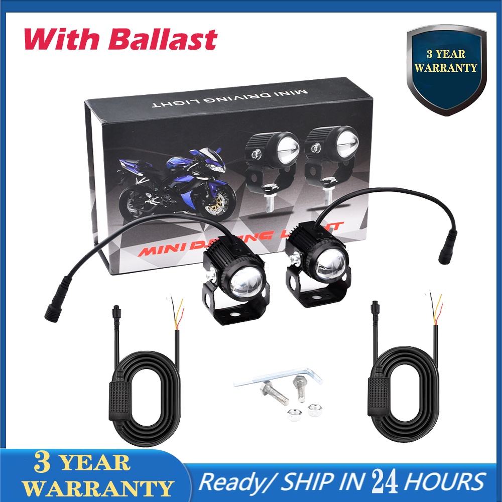 40W 1 Pair Mini Motorcycle Driving Light V5 LED Light 3 Color Hi & Low ...