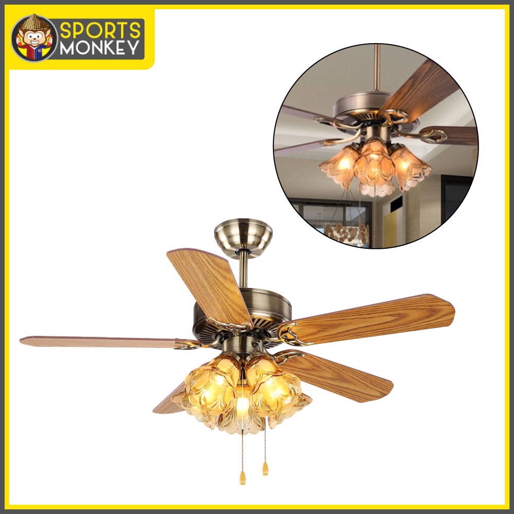 Sports Monkey Wood Mahogany Ceiling Fan Light Ceiling Gold Chandelier ...