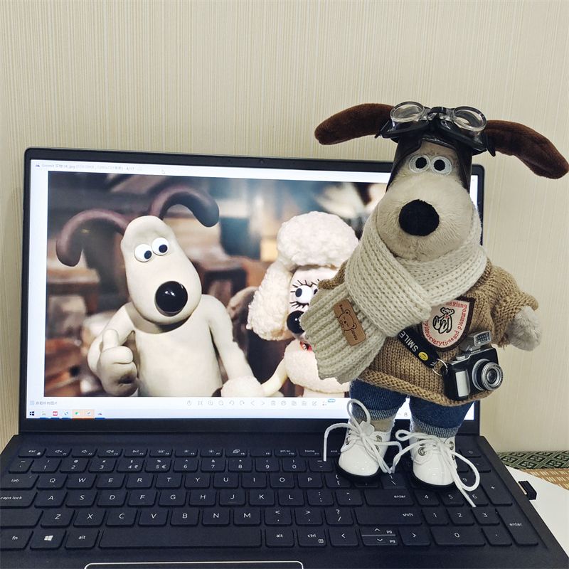 23cm Shopkeeper Dog Gromit Skeleton Doll Plush Dog Repair Pilot Set ...