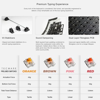 Tecware Phantom+ Elite Wireless 87 Keys RGB 3 Modes Mechanical Keyboard ...