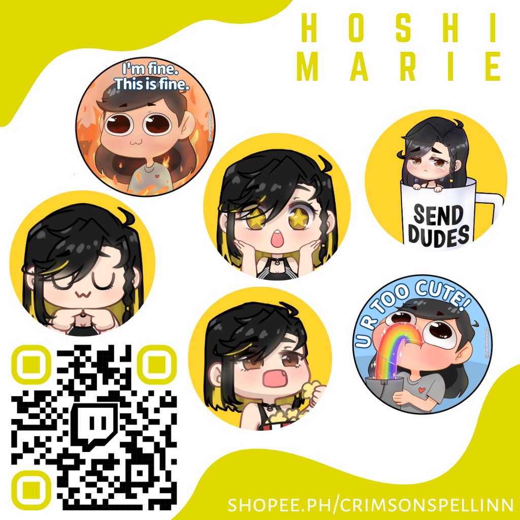 PH VTuber | Hoshi Marie Pins | 32mm / 1.25" (Original Character ...