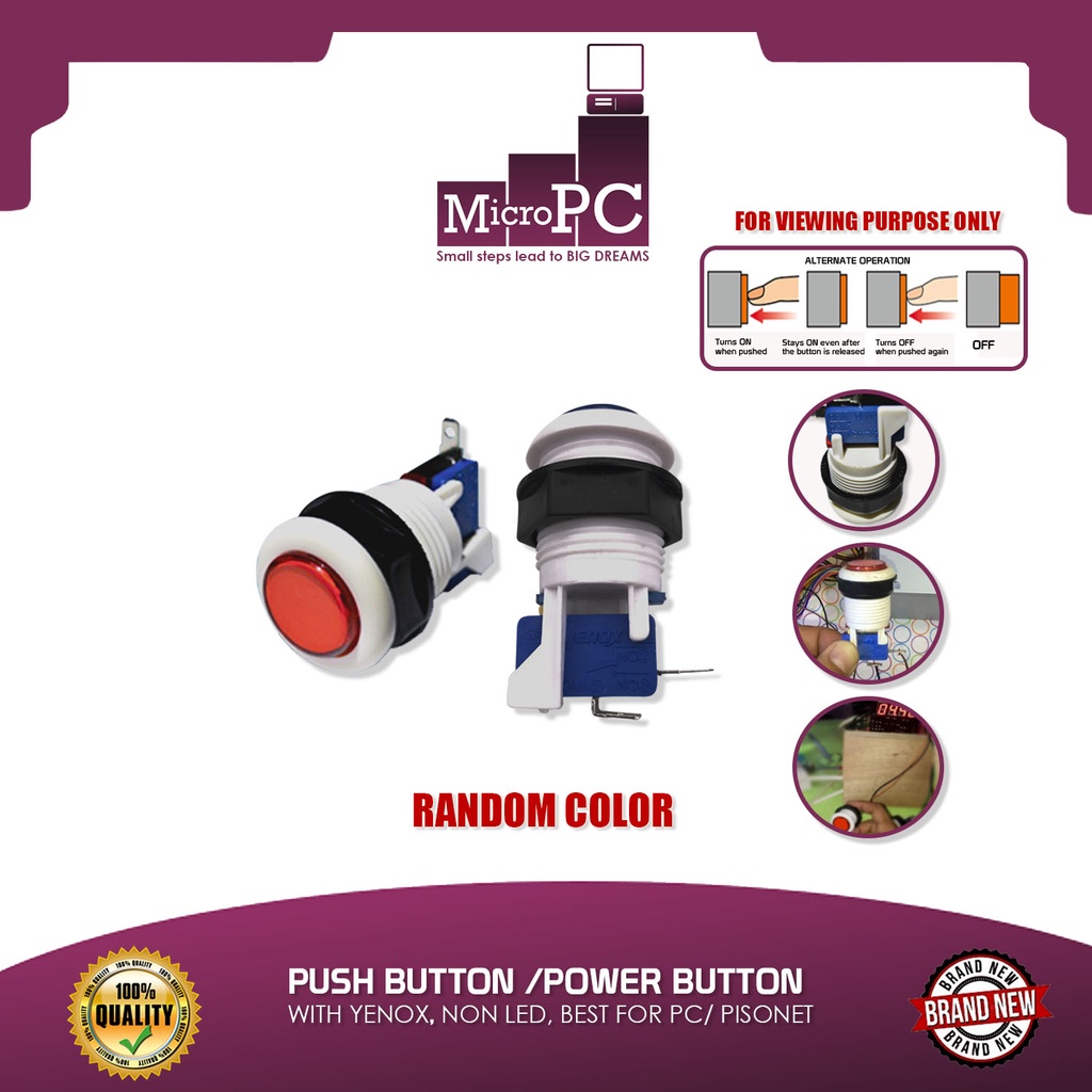 PUSH BUTTON /POWER BUTTON WITH YENOX, NON LED, BEST FOR PC/ PISONET ...
