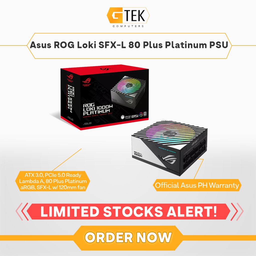 Asus ROG Loki 750W 850W 1000W SFX-L Full Modular 80 Plus Platinum aRGB ...