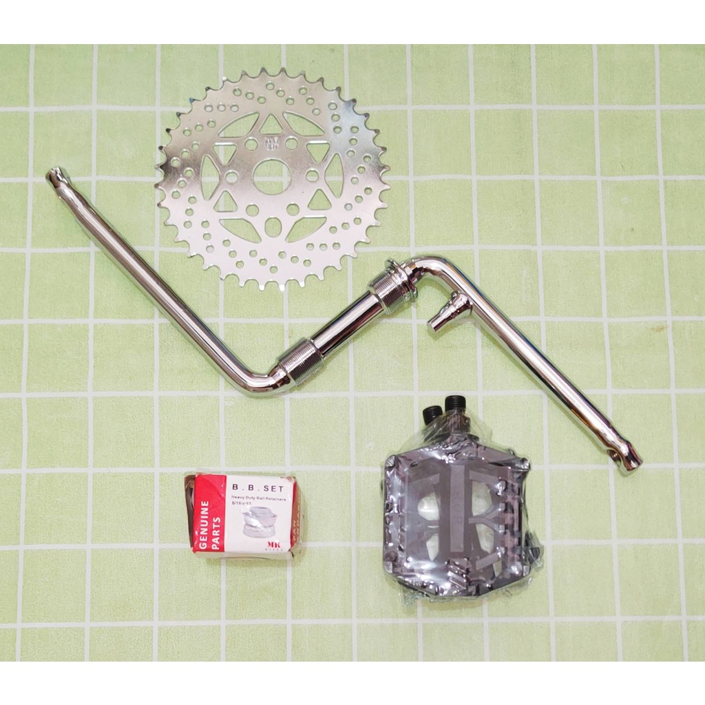 BMX Bike One Piece Crank Arm Set Chrome Plated and Chain Ring 36T with ...