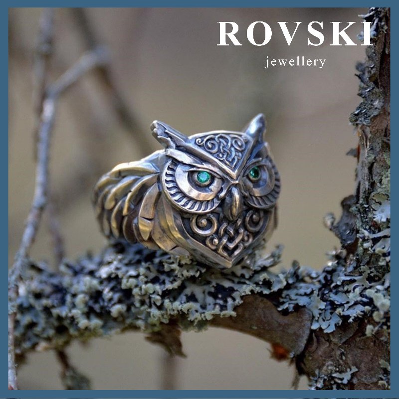 ROVSKI Fashion Korean Ready Stock Jewelry New Silver and Black Ring for ...