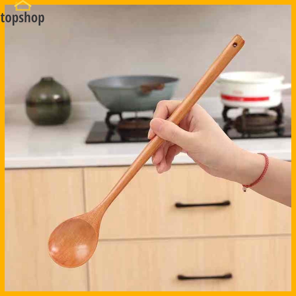 TOPSHOP 33CM Hot Pot Long Handle Wooden Tableware Spoon Noodles Mixing ...