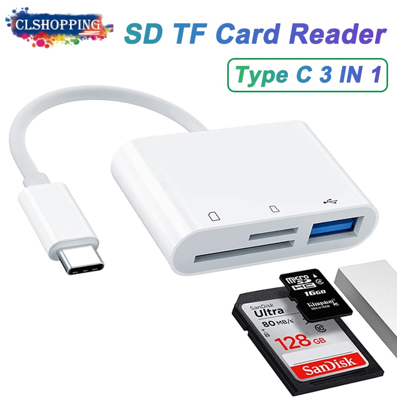 USB C SD Card Reader Adapter, Type C Micro SD TF Card Reader Adapter, 3 ...