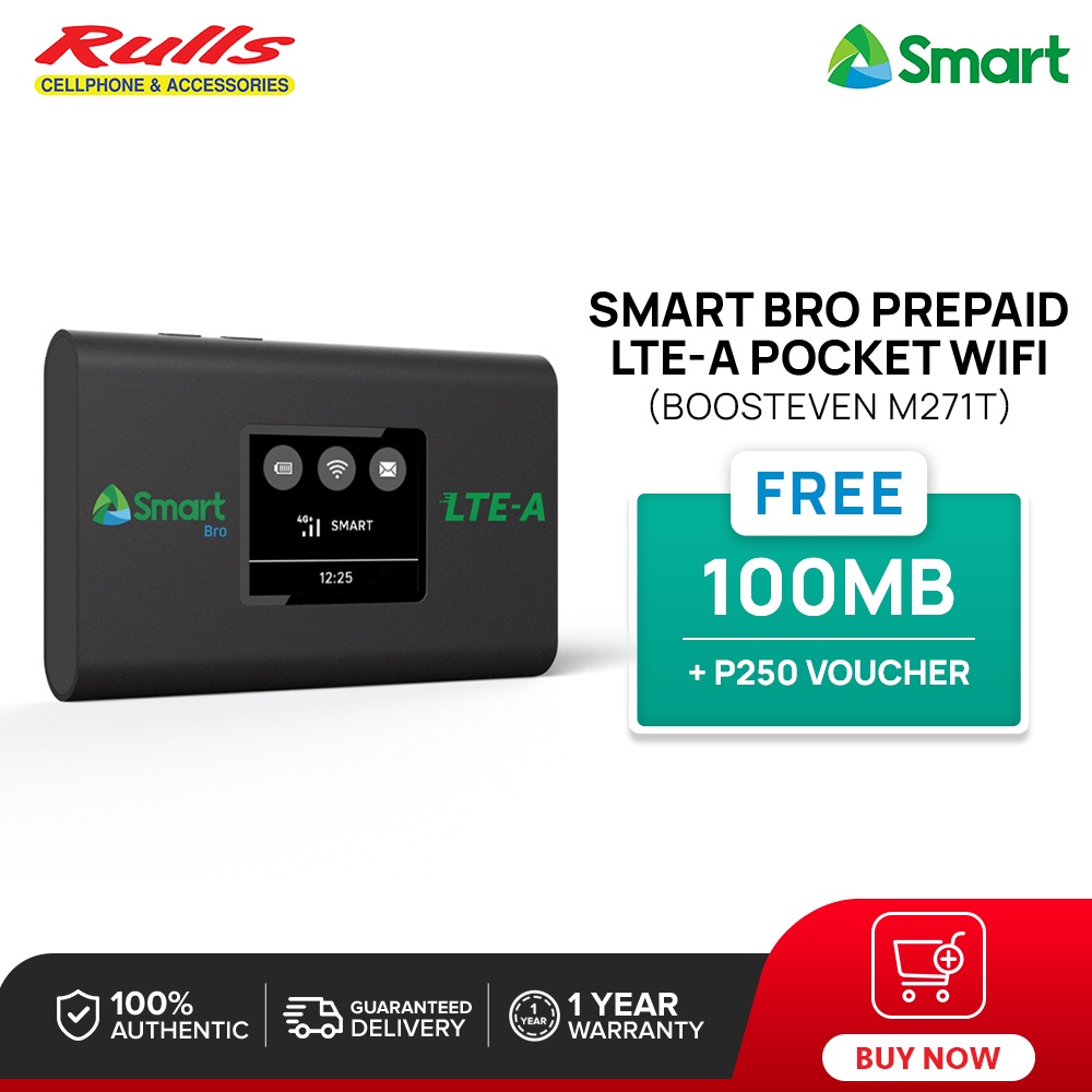 SMART Bro M271T Prepaid LTE Advanced Pocket Wi-Fi with Free 100MB ...
