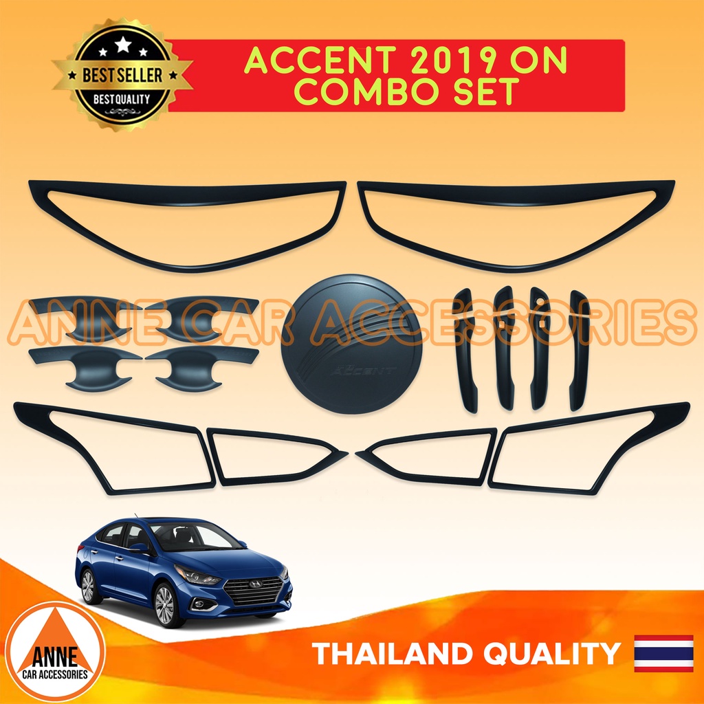 Garnish Cover Set Hyundai Accent 2019 2020 2021 2022 Black / Chrome ...