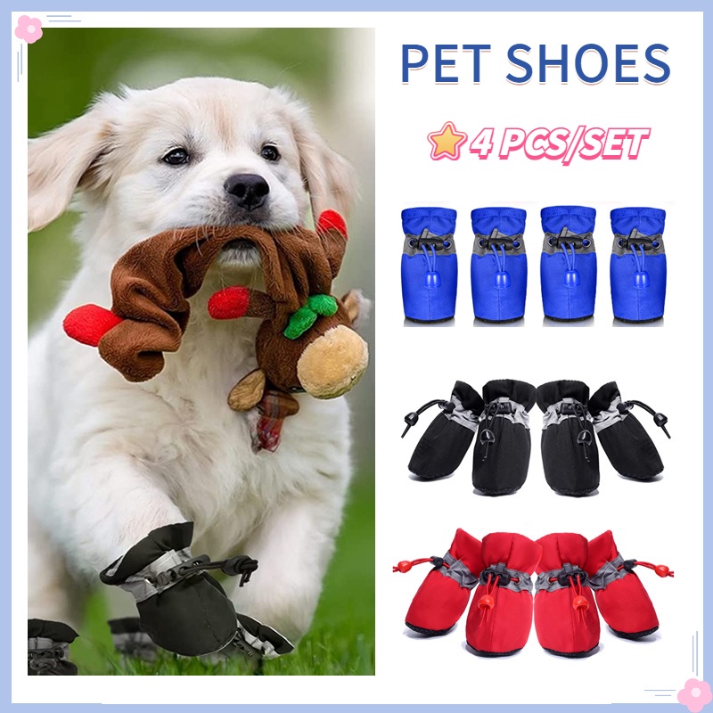4Pcs Pet Shoes Dog Anti-Slip Boots Puppy Rain Shoes Cat Shoes Pet Paw ...