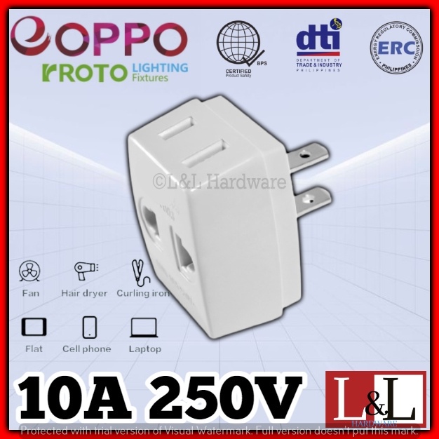 O-WUO-003 1PCS Octopus Adapter 10A 250V-Triple Tap to Flat Pin ...