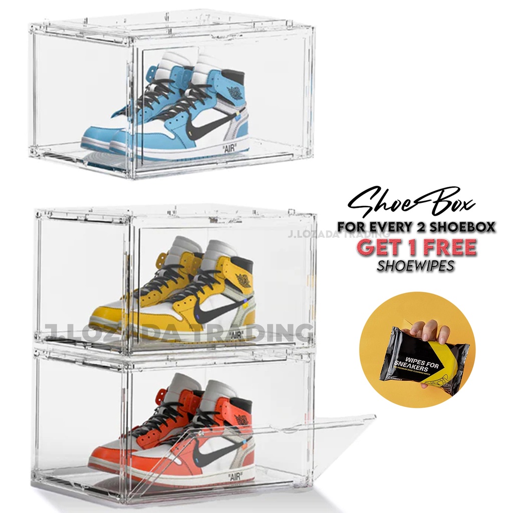 Transparent Acrylic Shoebox Side Open Shoe Box with Magnetic | Shopee ...