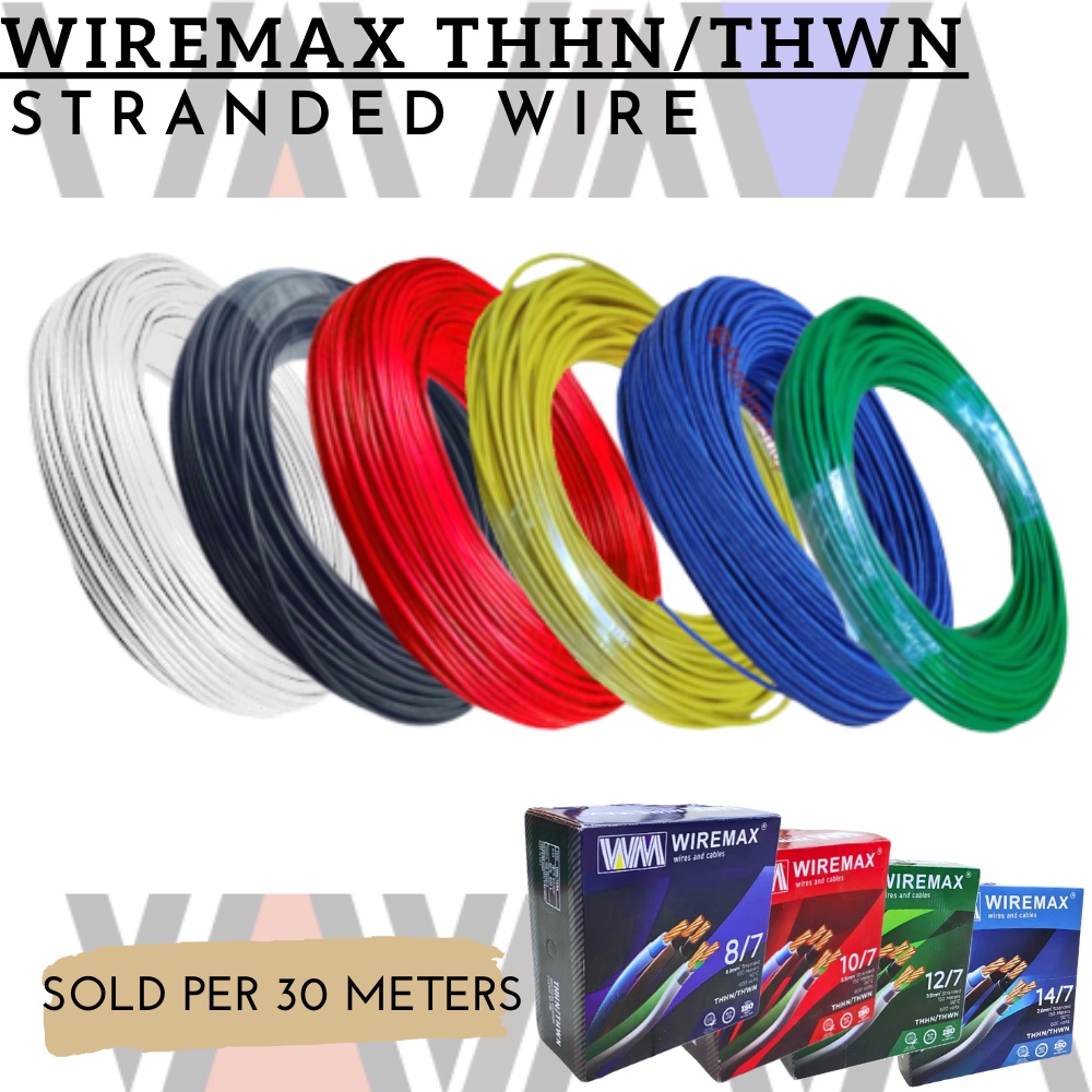 ☾WIREMAX THHN/THWN Stranded Wire Gauge #14/7 (2.0mm²) Sold Per 30 ...