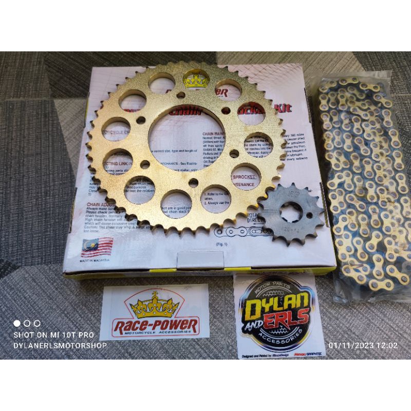 RACE POWER CHAIN SET FOR SNIPER 155 ( 14 47 48 49 428 ) | Shopee ...