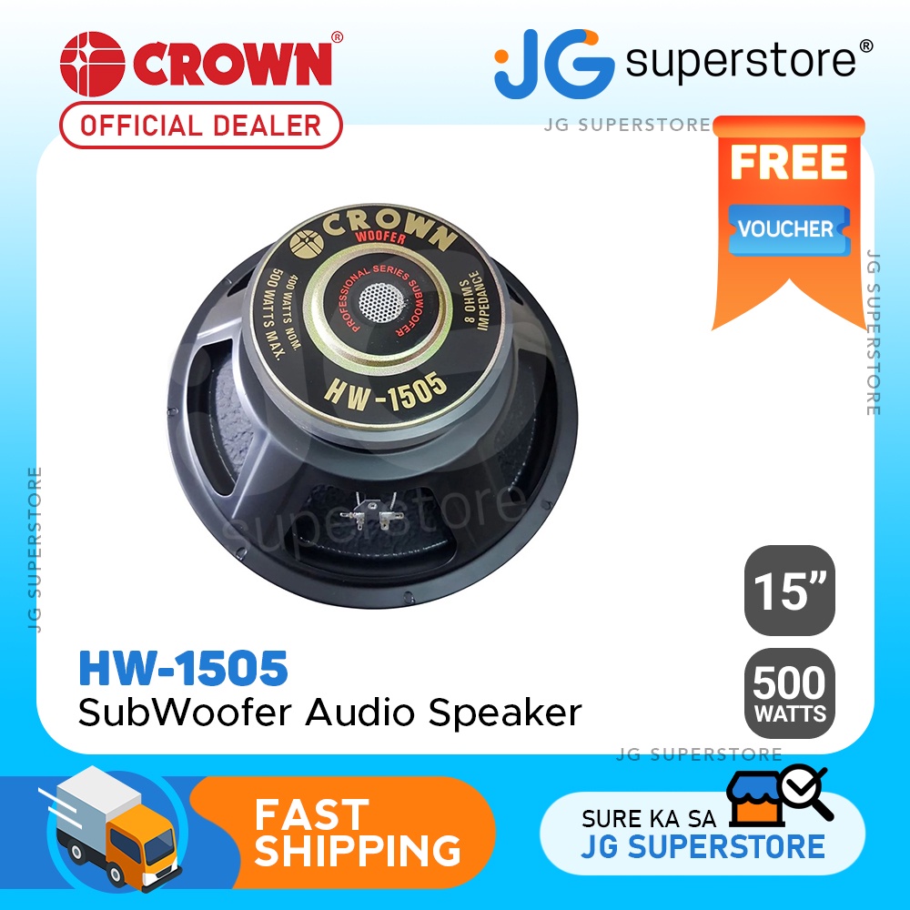 Crown 500W 15" HiFi Professional Series SubWoofer Audio Speaker with ...