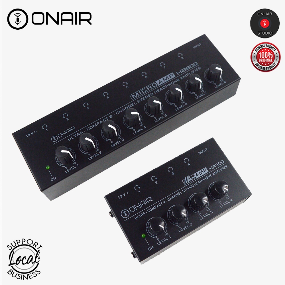 ONAIR MICROAMP HA400 / HA800 Headphone Monitor Amplifier 4/6 Channel ...
