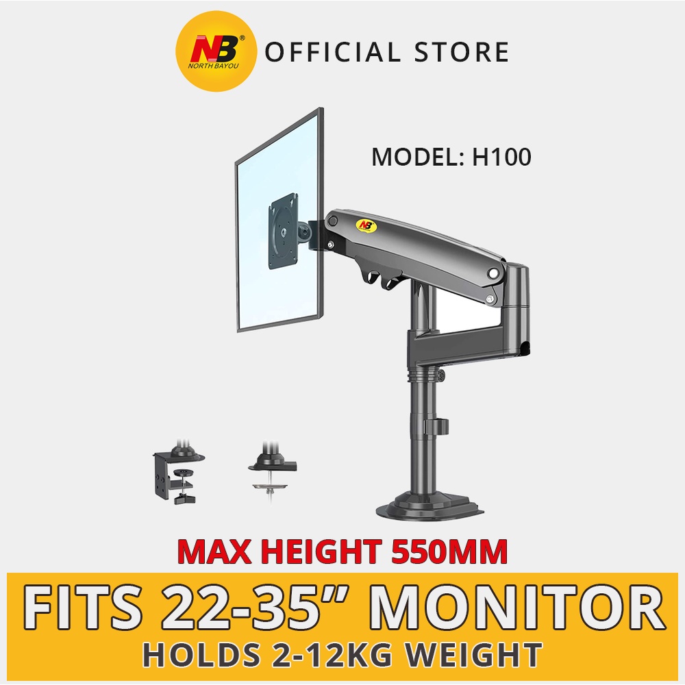 North Bayou Single Monitor Arm Mount Stand Pole H100 H Series | Shopee ...