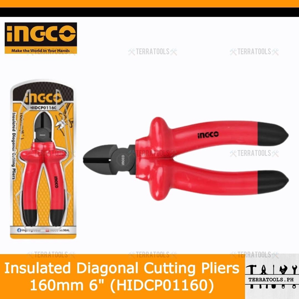 INGCO Insulated Diagonal Cutting Pliers 160mm(6") (HIDCP01160) | Shopee ...