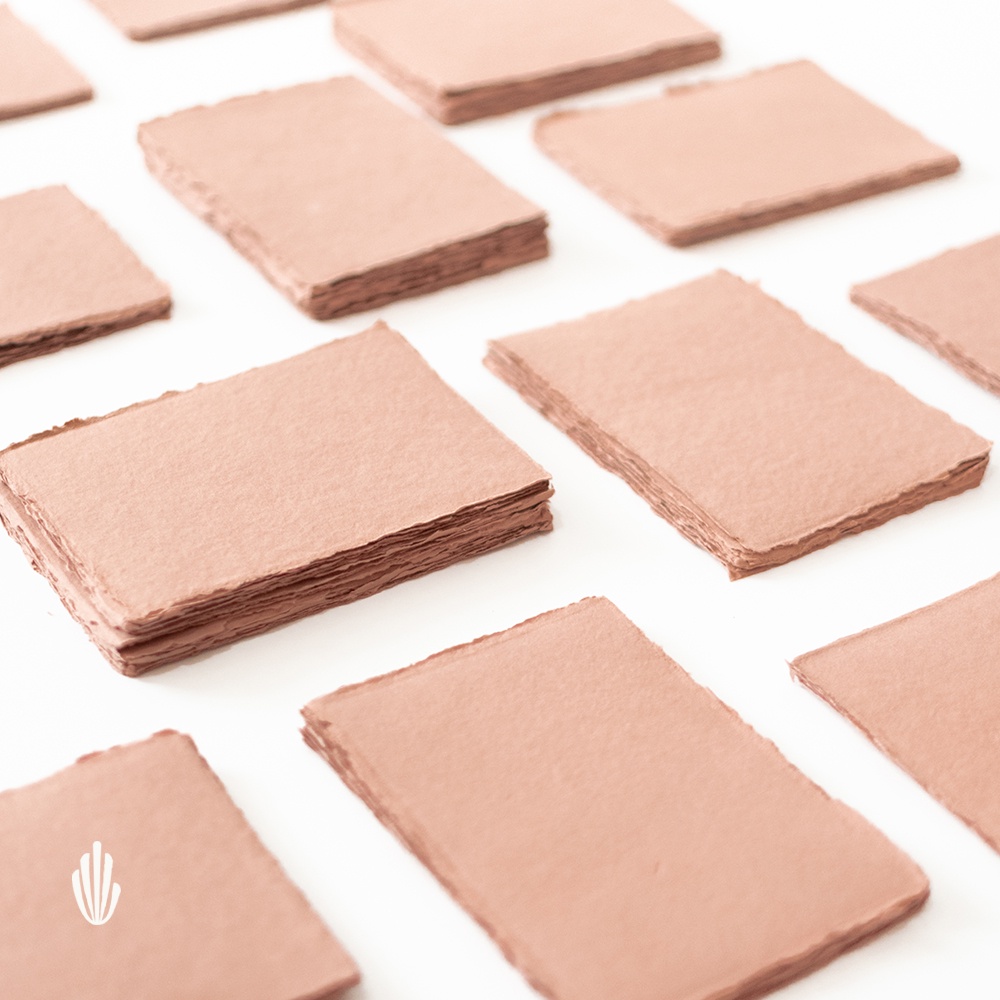 4.25" x 6", Moroccan Clay, Indian Handmade Cotton Rag Deckle Edge Paper ...