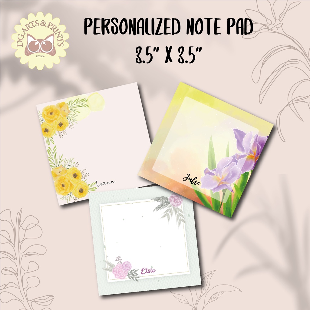 Customized Notepads 3.5x3.5 │ Painted Flower Design │ DG Arts & Prints ...