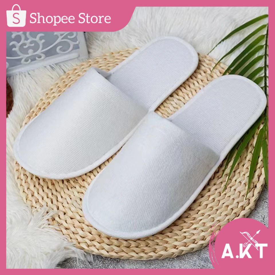 AKT Towelling Open Closed Toe Hotel Slipper Spa Shoes Disposable Hotel ...