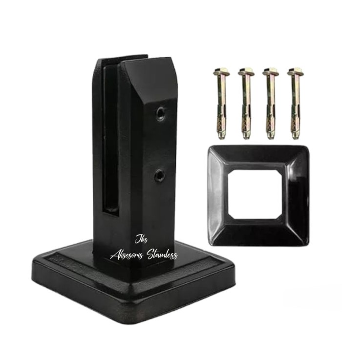 SPIGOT/BLACK GLOSSY STAINLESS GLASS BRICKET SS 304 AB27 | Shopee ...