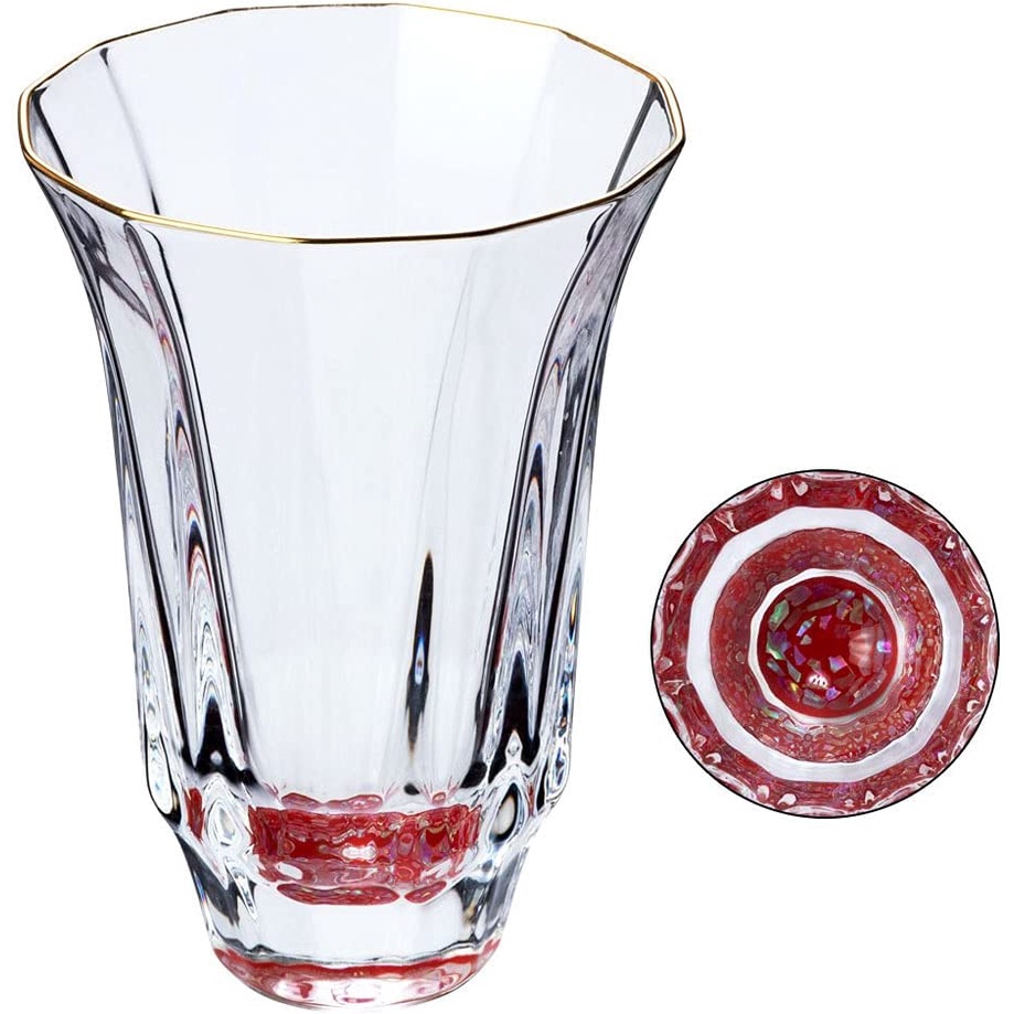 Raden glass sake cup, Takaoka-shikki Ishigaki red Made in Japan ...