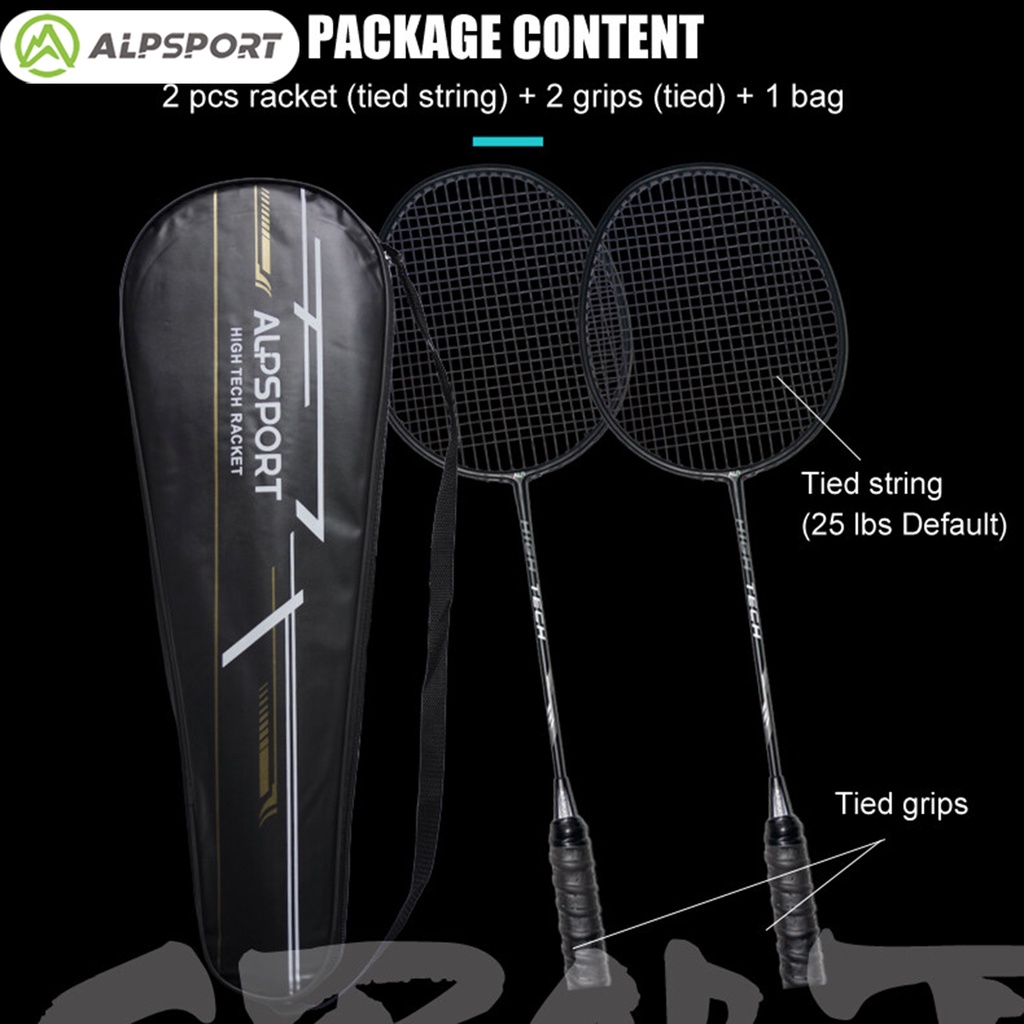 ALPSPORT RR 4U 22LBS G5 Black Badminton Racket Original Design Carbon ...