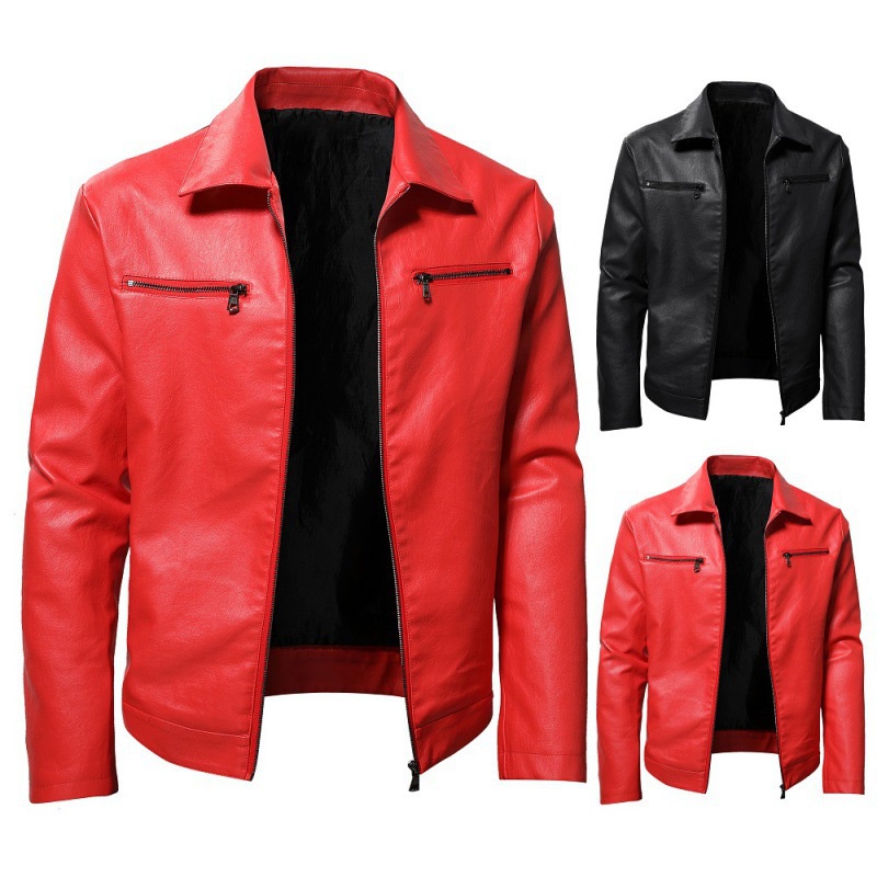 Men's leather fashion slim locomotive PU leather jacket | Shopee ...