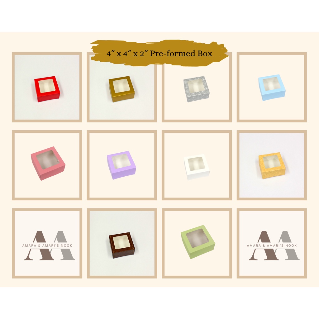 20 pcs - 4 x 4 x 2 Pre-formed Box (for cupcakes, macarons and pastries ...