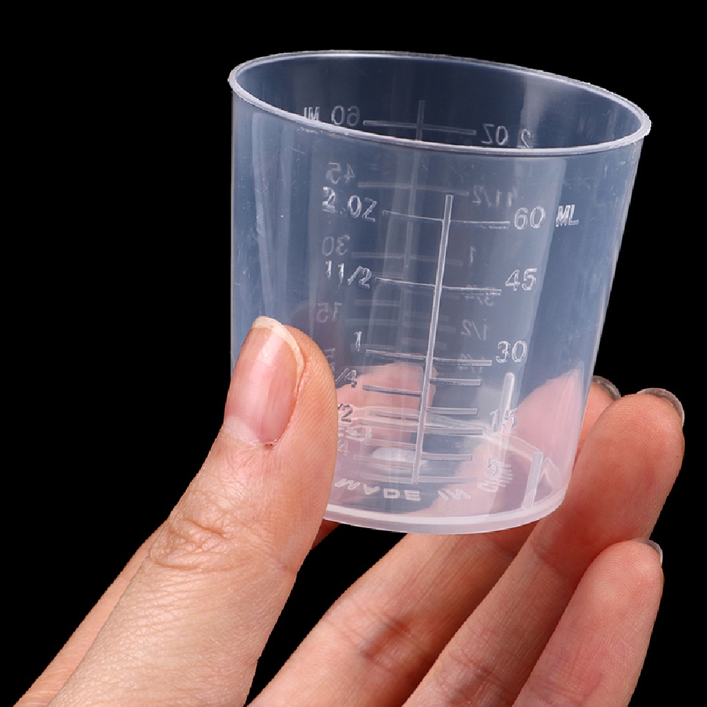 LBT 60ML Laboratory Plastic Graduated Measuring Cup Clear Scale Show ...