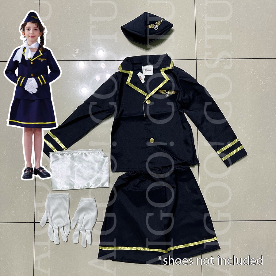 Flight Attendant Uniform Stewardess Costume for Girls Career Occupation ...