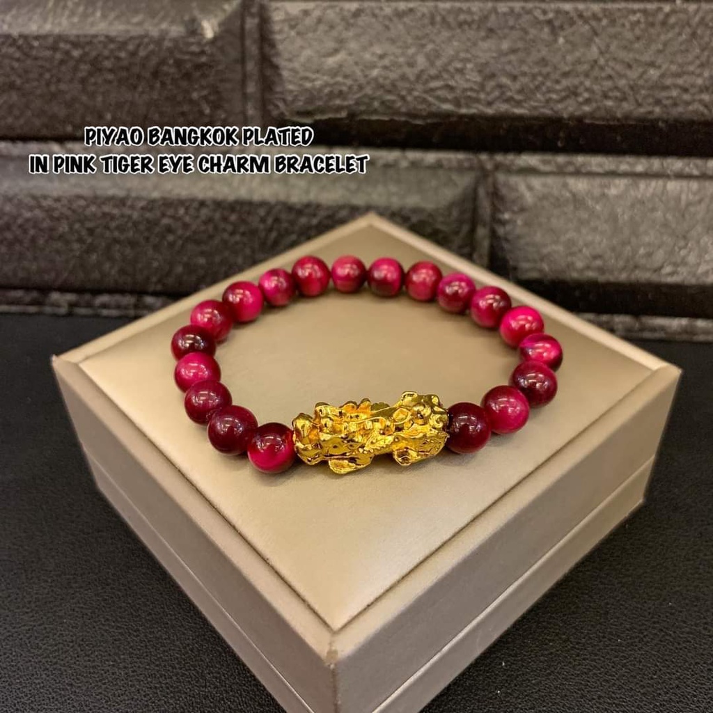 Thailand bangkok gold Piyao money catcher in pink tiger eye charm ...