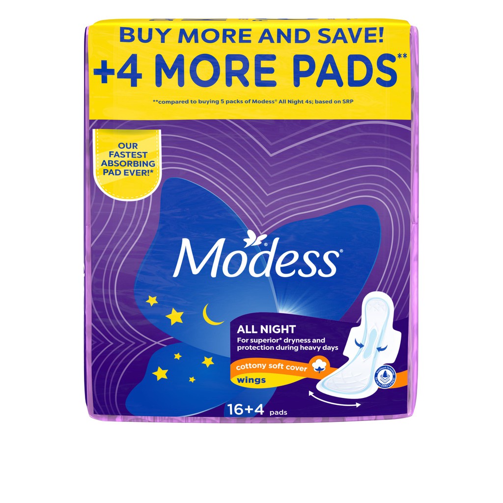 Modess All Night Sanitary Napkins 20s | Shopee Philippines