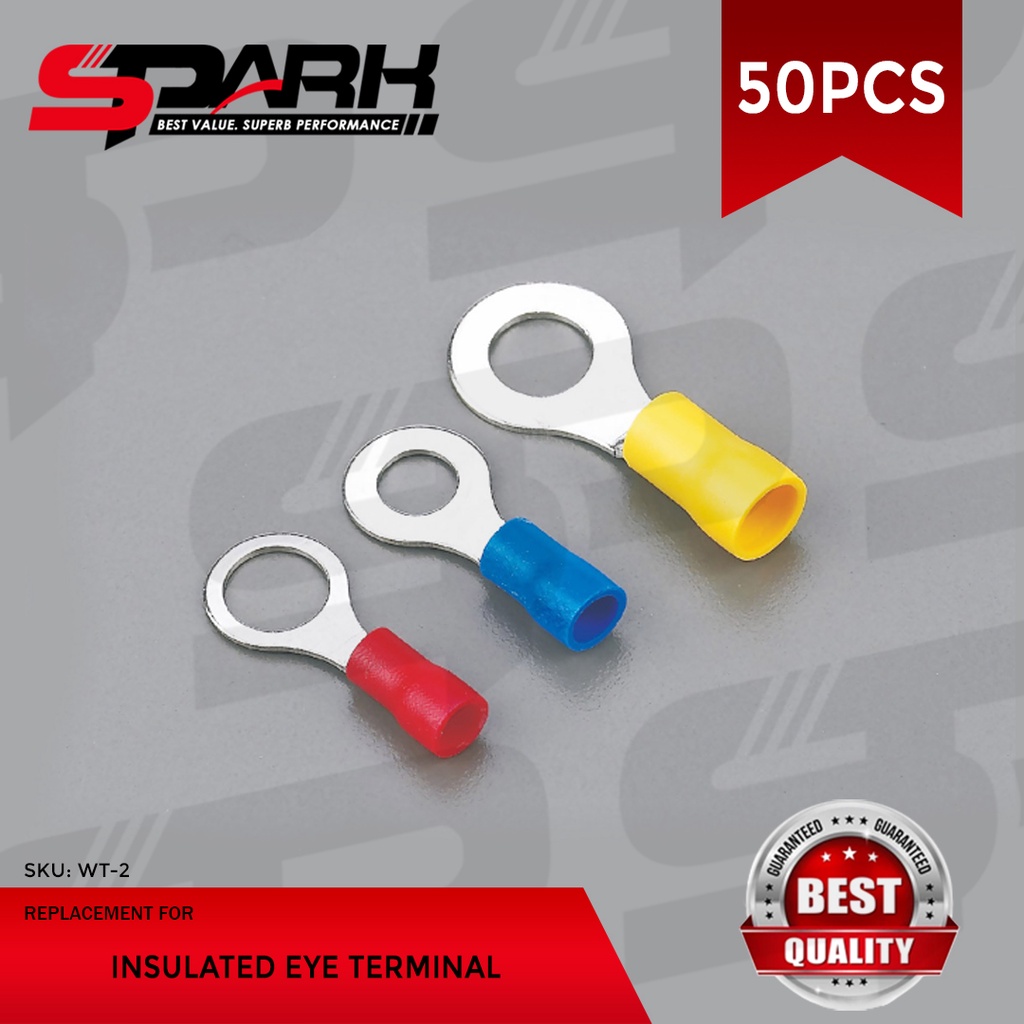 (50 pcs) Insulated Ring Terminal Wire Connector Lugs Copper RVL2-3.5 ...